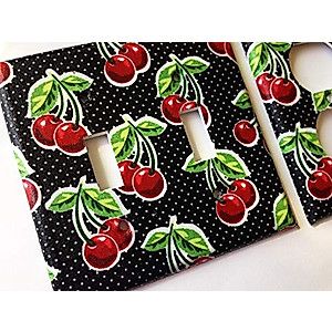 Black And White Cherry Light Switch Cover Various Sizes Offered