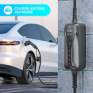 EVJUICION Level 1-2 EV Charger, 110-240V 6-16Amp Adjustable Current Electric Vehicle Charger, 16Ft Cable Universal EV Car Charger NEMA 6-20 Plug with NEMA 5-15 Adapter for J1772 Electric Cars