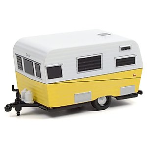 Greenlight 34110-A Hitched Homes Series 11 - 1959 Siesta Travel Trailer - White and Yellow 1:64 Scale