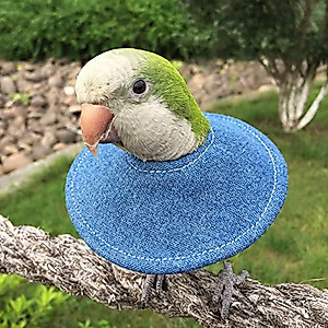Bird Collar Anti Bite Elizabethan Recovery Cone, Bird Neck Protector for Feather Plucking, Skin-Friendly Bird Neckwear Full Body Shield for Parakeet Conure Cockatiel (Denim Blue, M)
