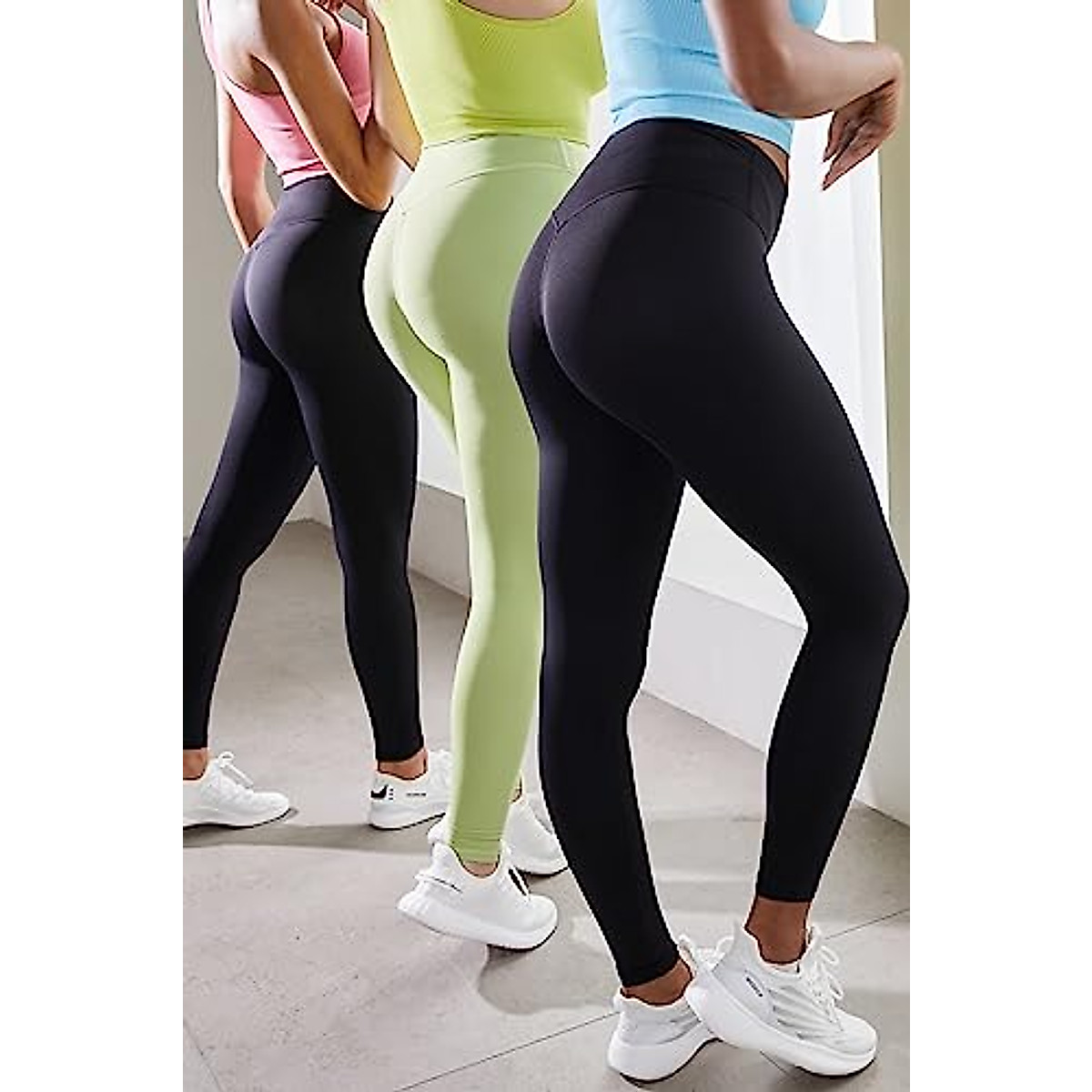 Sunzel Nunaked Workout Leggings for Women, Tummy Control Compression Workout Gym Yoga Pants, High Waist & No Front Seam Black X-Large 28"