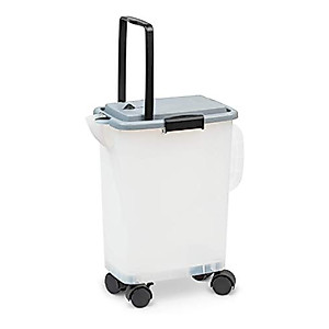 PetFusion BetterBin Portable Litter Storage Bin Container (16.5 x 11.7 x 19 lwh) | Holds up to 25 lbs/10 Gallons; Great for Dry Dog & Cat Food | Adj Spout, Back & Top Handles, Heavy Duty Wheels