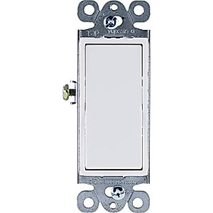 GE Paddle Rocker Light Switch Single Pole Switch On Off Switch Rocker Switch Replacement for Electrical Light Switches & Ceiling Fan Switch Grounding Single Pole Light Switch UL Listed White 50726