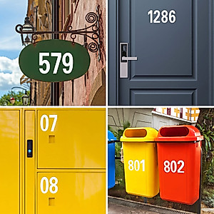 Reflective Mailbox Number for Outside, 4 Inch 4 Sets Vinyl Waterproof White Mailbox Numbers Stickers, Strong Self-adhesive House Adress Numbers for Mailbox Door Signs Trucks (Number 0-9)