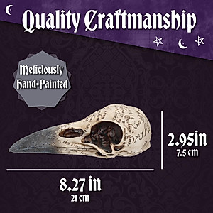 Nemesis Now Edgar's Raven Skull Figurine, Gothic Decor, Bird Skeleton, Hand-Painted Resin, Edgar Allan Poe Themed Ornament with Engraved Poem, 21cm
