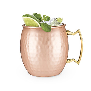 Twine Hammered Copper Moscow Mule Mug, Copper Cups for Moscow Mules, Copper Bar Cart Accessories, 16 oz