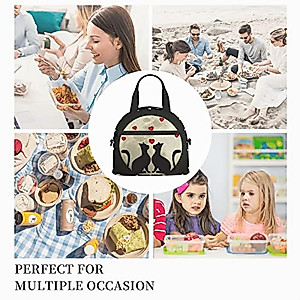 Cute Cats Lunch Bag Reusable Insulated Lunch Tote Bag Lunchbox Container With Adjustable Shoulder Strap For Office Work School Picnic Travel