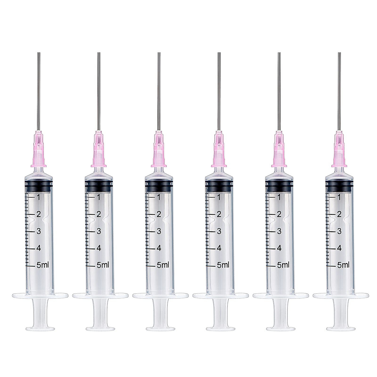6PCS 5ML/CC Ink Filling Plastic Syringe Set with Blunt Stainless Needle Tip for Fountain Pen, Printer