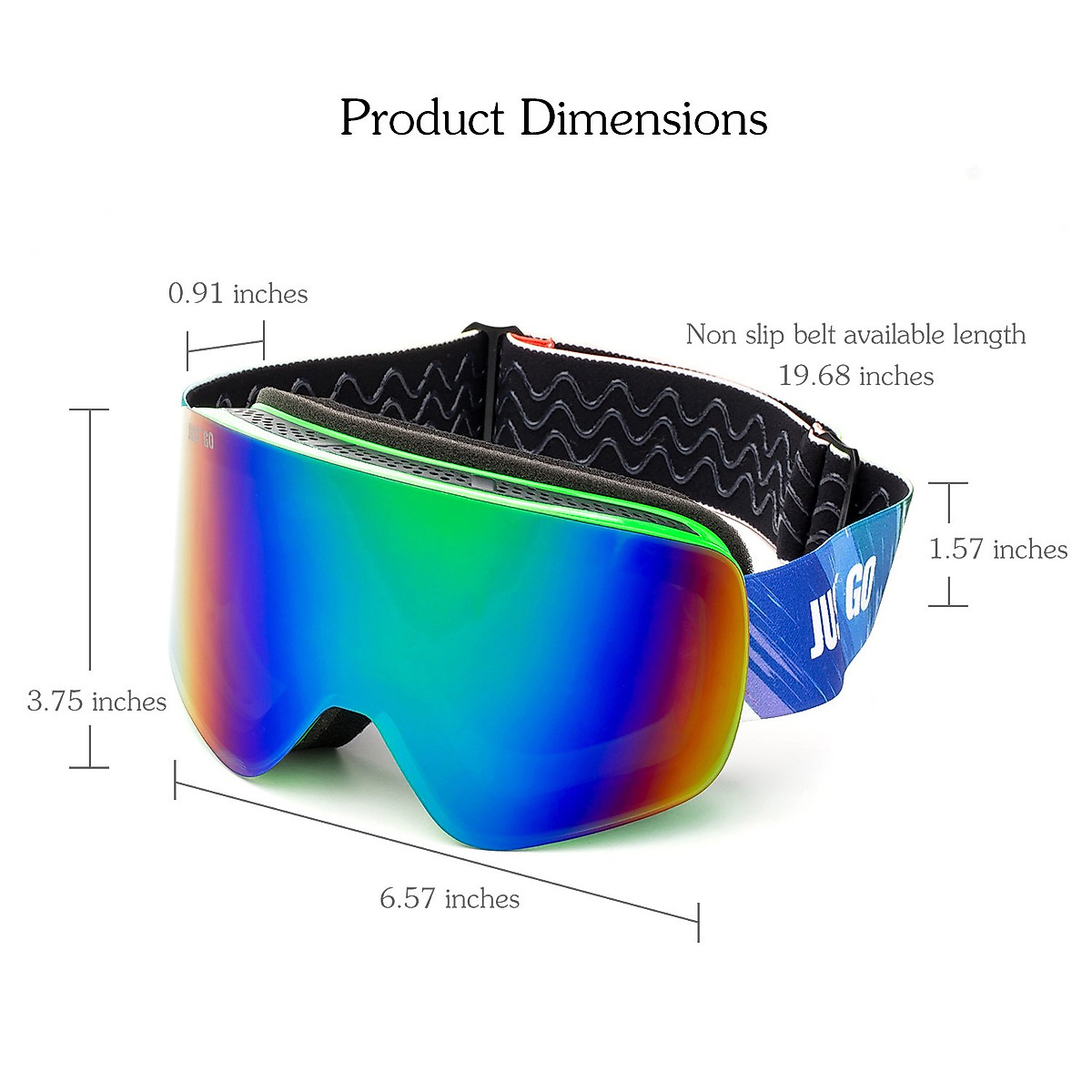 JUST GO Ski Goggles for Skiing Dual-Layer Anti-Fog 100% UV Protection lens Snowboard Goggles, Green Frame/Green Revo Lens (VLT 23.8%)