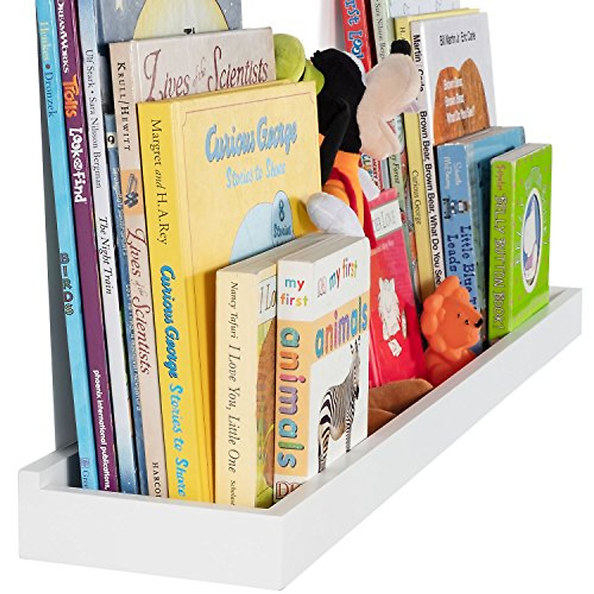 Wallniture Philly Nursery Bookshelf - Floating Book Shelves for Kids Room - 31 Inch Picture Ledge Book Tray Toy Storage Display White Set of 2