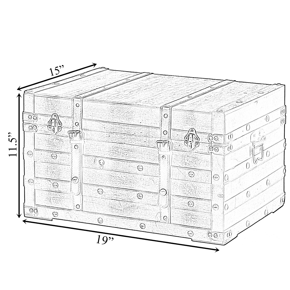 Vintiquewise Wooden Brown Storage Trunk with Faux Leather Straps and Handles, Large