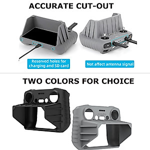 Shaluoman Silicone Protective Cover Case for DJI RC 2 Remote Controller (for DJI AIR 3 Mini 4 Pro Drone Accessories) with Sunhood Sunshade, Scratch-Resistant Controller Skin Shell Sleeve(Gray)