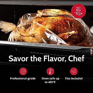 PanSaver Roasting Bag - Cooking Bags for Oven - Turkey Cooking Bag with Ties - Helps Keep Food Moist - Durable Nylon Bag - Easy Cleanup - 18 x 24 Inches, 100 Count