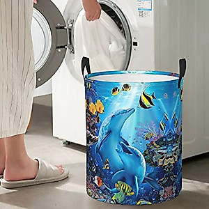Dolphin Laundry Hamper Cute Laundry Baskets Large Animal Hampers Toy Organizer Hamper Bag Dirty Clothes Storage Bin