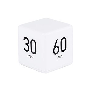 Cube Timer 5, 15, 30 and 60 Minutes for Time Management (White) Kitchen Timer, Kids Timer, Workout Timer with Adjusted Volume,Not Included Batteries