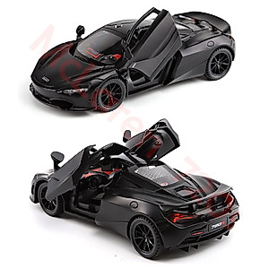 Alloy Collectible Black McLaren 720s Toy Vehicle Pull Back DieCast Car Model with Lights and Sound