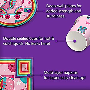 Roller Skating Birthday Party Supplies Set Plates Napkins Cups Tableware Kit for 16