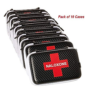 Naloxone Case for Opioid Overdose Kits | Custom Designed Hardshell Case Holds All Formulations of Naloxone | Does Not Include Naloxone (Cases Size: 7"x4.5"x 2") (Black - 10)