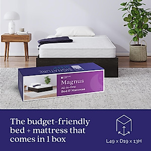 Signature Sleep Magnus Platform Bed Frame and Mattress Set, Twin, Black Oak