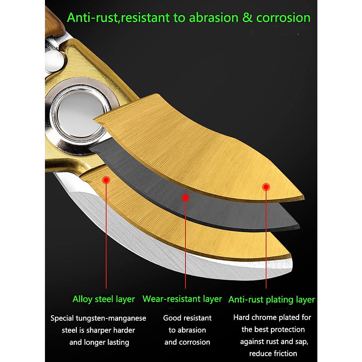 Horsvill Garden Shears, Japanese Floral branch cutters, Snips for Gardening, Flower scissors Florist clippers, Hand Held Pruners for Gardening Heavy Duty, Pruning shears for garden (Wood grain)