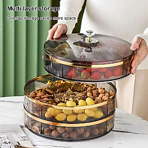Snack Serving Tray, Divided Serving Tray with Lid, Dry Fruit Snack Relish Tray with Lid, Nut and Candy Serving Tray, for Dried Fruits, Nuts, Candies, Sweet Cookies and Fruits