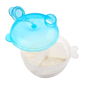 Accmor Baby Formula Dispenser for On-The-Go Feedings, Three-Compartment Non-Spill Formula Container to Go, Snack Milk Powder Dispenser for Traveling with Infant Toddler, Blue