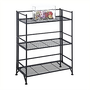 Pemberly Row 3 Tier Wide Folding Shelf in Black