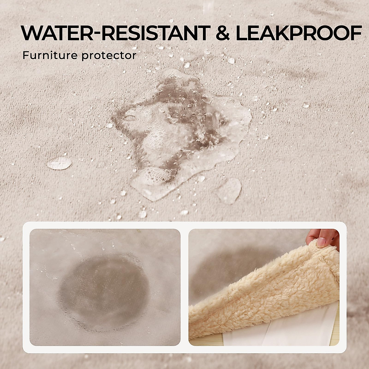 Waterproof Pet Blanket, Liquid Pee Proof Dog Blanket for Sofa Bed Couch, Reversible Sherpa Fleece Furniture Protector Cover for Small Medium Large Dogs Cats, Grey White Large（65" x 57"）