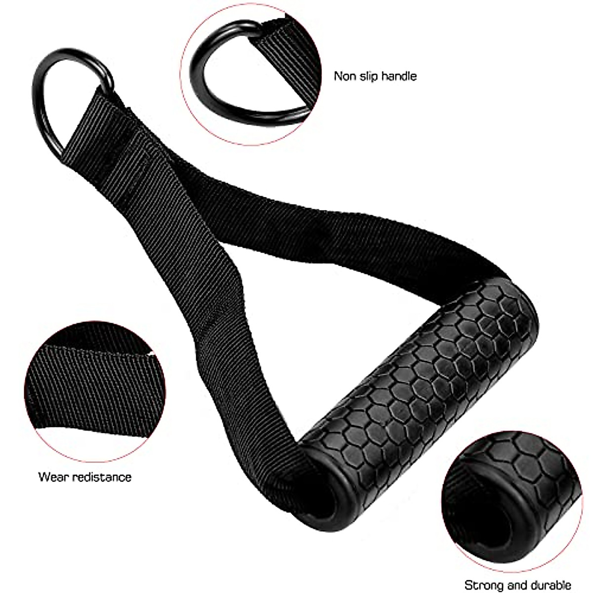 2 Pcs Resistance Bands Handle, Cable Machine Attachments Fitness Grips Strap Stirrup Handle with ABS Cores Silicon Grip for Gym Pilates Yoga Crossover Triceps Exercise