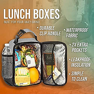 MAZFORCE Original Lunch Bag Insulated Lunch Box - Food Safe Durable Lunchbox for Men - BPA Free Small Reusable Lunch Bags for Adults, Teens, Boys, Women (Dark Gray)