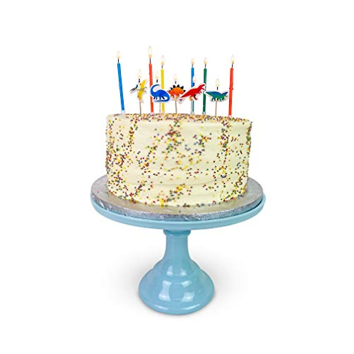 Talking Tables Dino Dinosaur Birthday Candle Cake Toppers, Pack of 6, Wax Height 3cm, 1", Mixed Colors