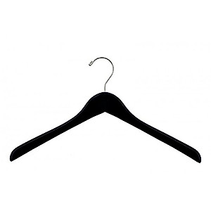 NAHANCO 1217CH Wooden Jacket Hangers, Concave, 17", Black Finish (Pack of 100)