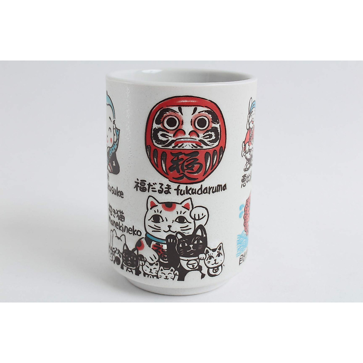 Mino ware Japanese Ceramics Sushi Yunomi Chawan Tea Cup Lots of Luck Daruma Manekineko made in Japan (Japan Import) YAY033