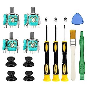 4PCS Replacement Joystick for Xbox One S/X Controller, Analog Thumbsticks Repair Tool Kit for Stick Drift, Broken, and Loose Joysticks Replacement, T6 T8 T10 Repair Screwdriver Kit for Xbox One S/X