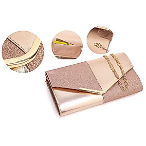 MUDUO Sequined PU Clutch Purse for Women Evening Bag Party Clutches Wedding Purses Cocktail Prom Handbags (Champagne Pink)