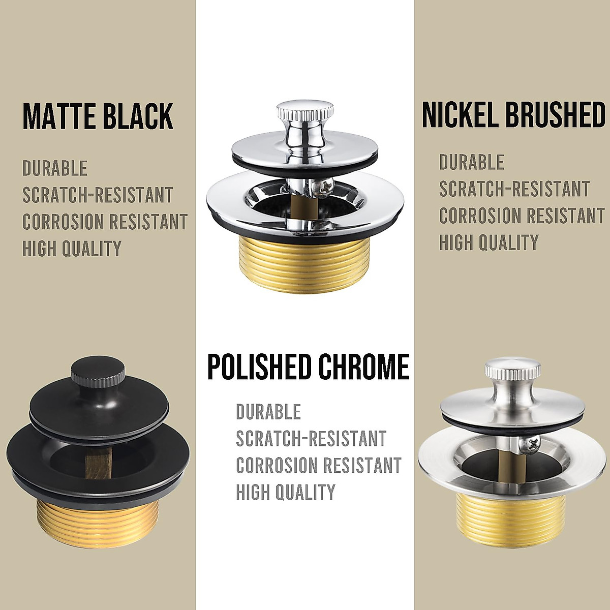 UNI-DRAIN Bathtub Drain Plug with Hair Catcher 1-1/4" NPSM Bathtub Drain Stopper Fine Thread(Nickel Brushed)