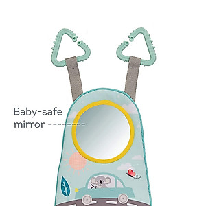 Baby Car Seat Toys for Infants with Mirror, Carseat Toys Steering Wheel with Music Lights & Driving Sounds Car Seat Toy for Babies 6 to 12 Months Develops Emotional Intelligence Senses & Motor Skills