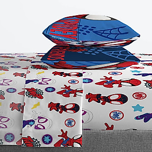 Jay Franco Marvel Spidey and His Amazing Friends Team Spidey Full Size Sheet Set - 4 Piece Set Super Soft and Cozy Kid’s Bedding - Fade Resistant Microfiber Sheets (Official Marvel Product)