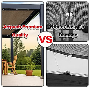 Artpuch Pergola Shade Cover Outdoor Sun Shade Cloth with Grommets Shade Tarp for Patio, Carport, Backyard