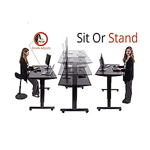 Stand Steady Tranzendesk 55 Inch Standing Desk | Height Adjustable Sit to Stand Workstation with Removable Crank Handle | Ergonomic Desk Great for Home & Office! (55.6"/ Black)