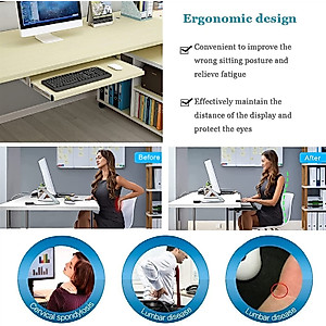 Desktop Extender Sliding Keyboard Tray Keyboard Slider 54/60/70x27cm Wooden Extension Table Installed Under The Table Strong Load-bearing Capacity Easy To Assemble Ergonomics Adjust Posture Improve Fa