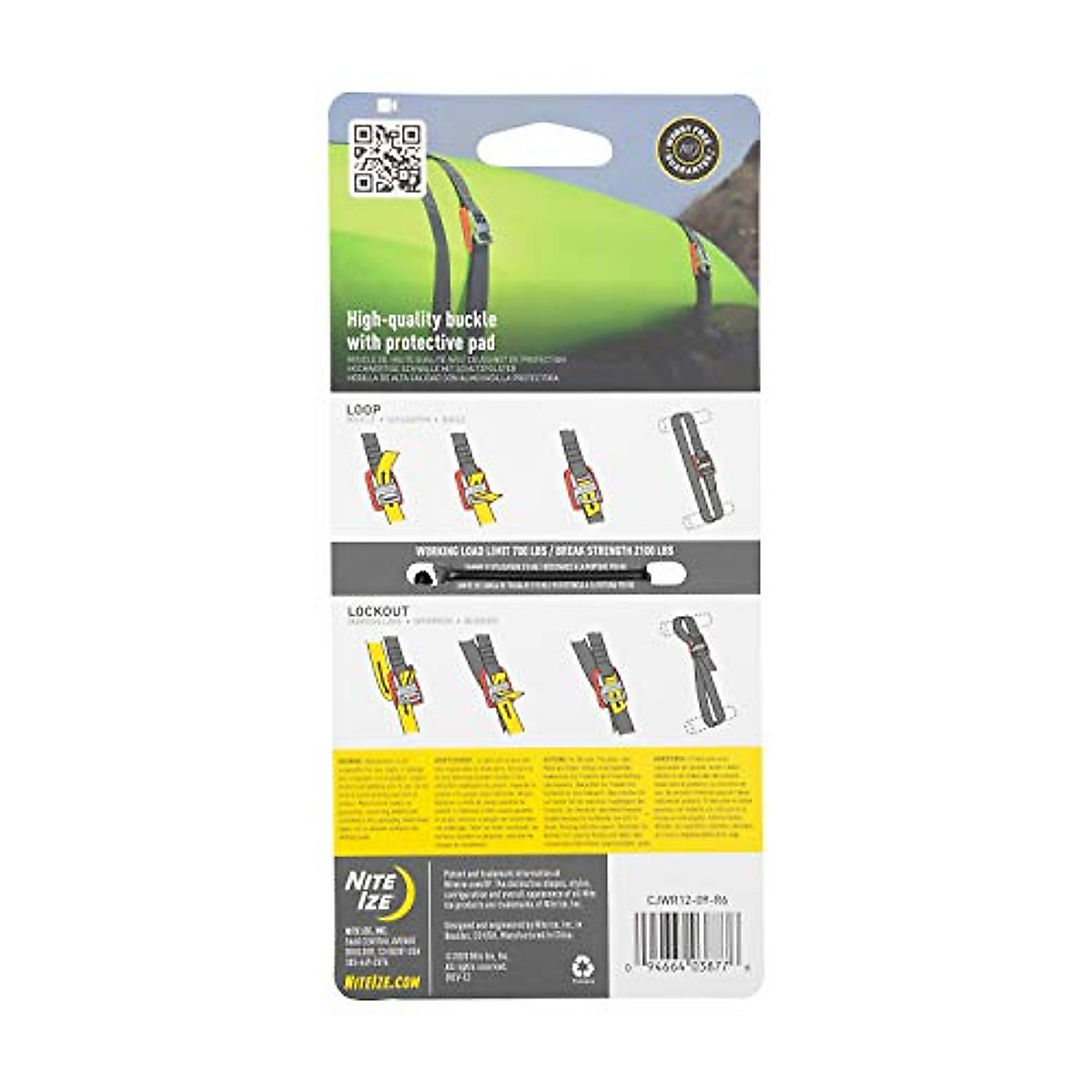 Nite Ize CamJam Tie Down Strap - Tie Down Ratchet Straps - Straps for Trucks & Cars - Tie Downs for Luggage, Camping Gear & Other Loads - Moving Supplies - 12 ft Strap, Orange (Pack of 1)