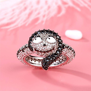 Jeulia "Sally from The Nightmare Before Christmas Fashion Rings 925 Sterling Silver Diamond Ring Bridal Set Wedding Engagement Anniversary Promise (8.0(U.S))