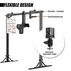 ILOKNZI Multifunction Camera Aluminium Overhead Mount Stand, Photography Studio DSLR Phone Top Down Camera Overhead Rig for Content Creators Video Photo