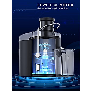 Dominion Juicer Machine, 600W Juicer with 3” Wide Mouth for Whole Fruits and Vegetables, Centrifugal Juice Extractor, Easy to Clean, Stainless Steel, BPA Free