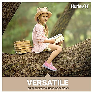 Hurley Camby Kids Slip On Canvas Sneakers – Low Cut Skateboarding Shoes for Kids, Running, Walking, Breathable Sports Shoes for Boys and Girls, Pink