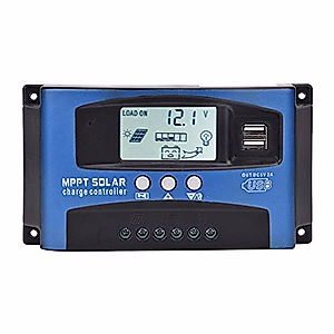 MPPT Charge Controller, YCX-003 30-100A Large Screen MPPT Solar Panel Charge Controller Solar Panel Battery Intelligent Regulator 12V/24V (YCX-003-60A)
