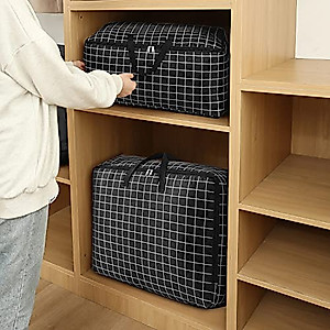 4 Pack Large Moving Boxes with Zippers & Handles, 75L Sturdy Oxford Fabric Storage Totes for Space Saving, Waterproof Storage Bags Closet Organizers for Clothes,Blanket,Beding,Moving Supplies