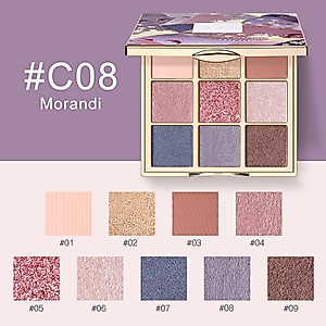 CATKIN Eyeshadow Palettes Sparkly Eyeshadow Matte and Glitter Makeup Matte Shimmer Highly Pigmented Makeup Palettes Eye shadow 9 Colors Neutral Cosmetic Eye Shadows