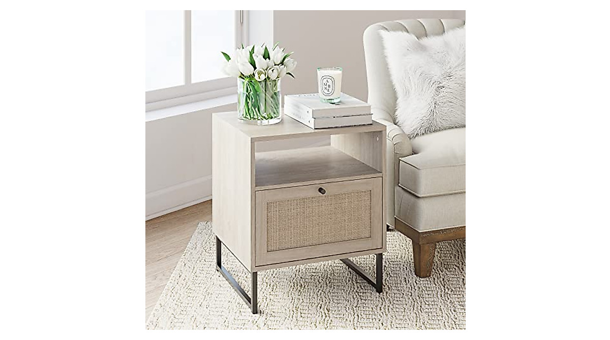 Nathan James Mina Side Table - Boho Chic with Storage & Modern Style